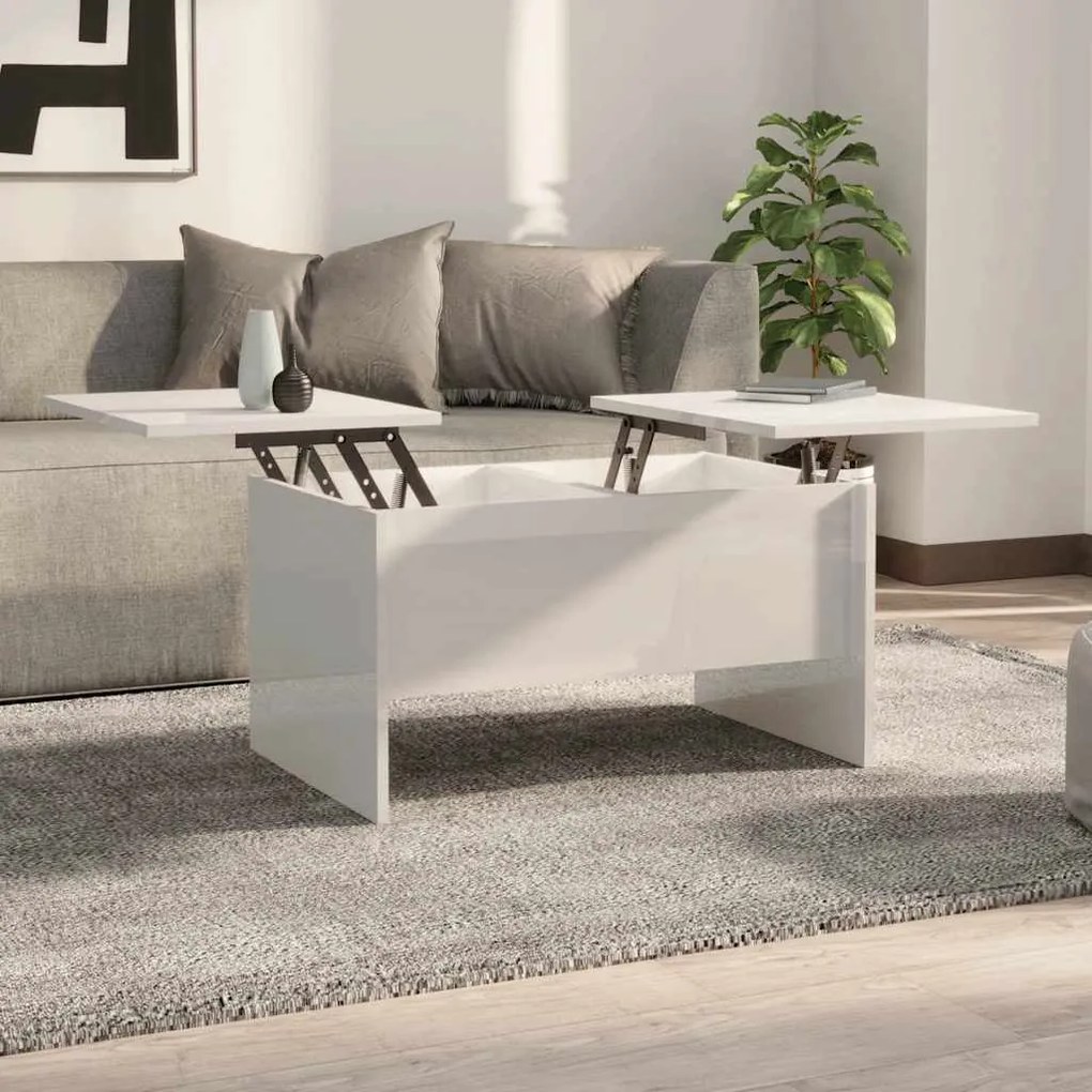 vidaXL Konferenční stolek 80 x 50 x 42,5 cm kompozitní dřevo [809732] Barva: bílá s vysokým leskem