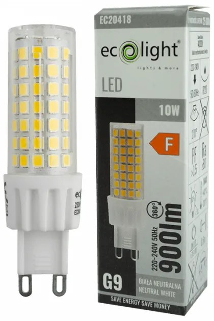ECOLIGHT LED žárovka G9 - 10W - neutrální bílá