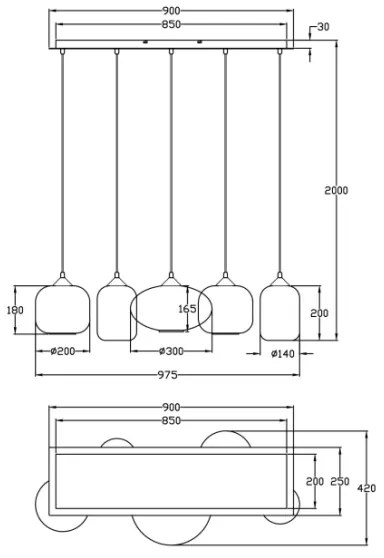 Fabas Luce 3627-48-125 - Lustr na lanku GILLIS 5xE27/40W/230V zlatá/černá