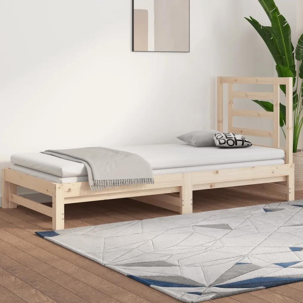 vidaXL Výsuvná postel 2x (90 x 200) cm masivní borovice [3108605] Barva: Bílá