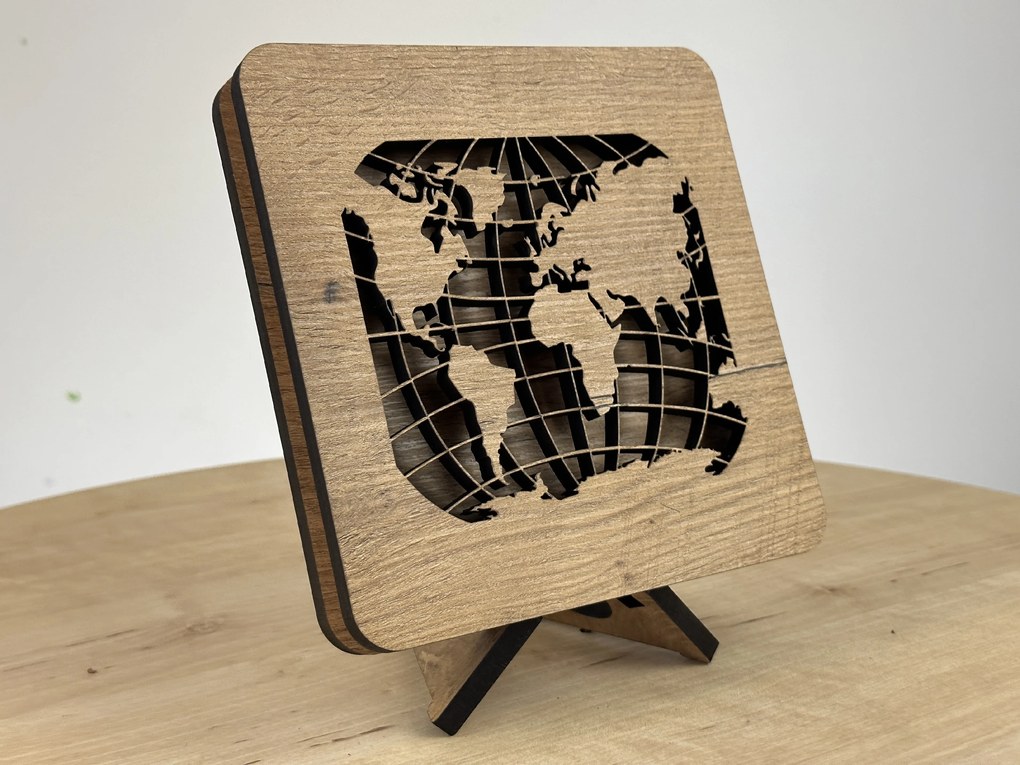 Li-Go "Mapa světa" lampa 19x19cm provedení povrchu: dub světlý