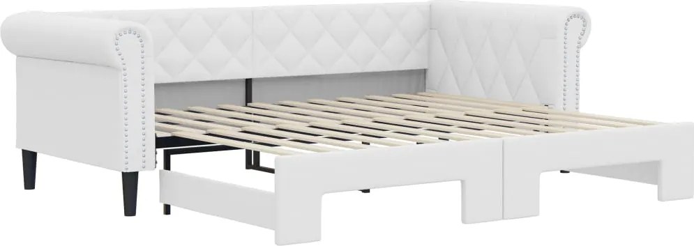 Válenda s přistýlkou bílá 90 x 200 cm umělá kůže 3197724