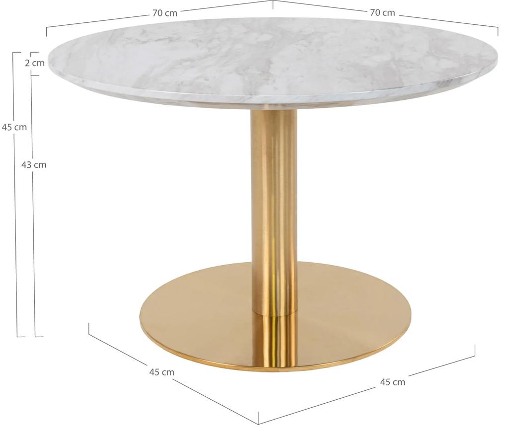 House Nordic Konferenční stolek, deska ve vzhledu mramoru a mosazná podnož\nØ70x45 cm