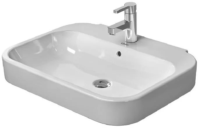Duravit Happy D.2 - Umyvadlo 65x50 cm, s přepadem, s otvorem pro baterii, s WonderGliss, bílá 23166500001