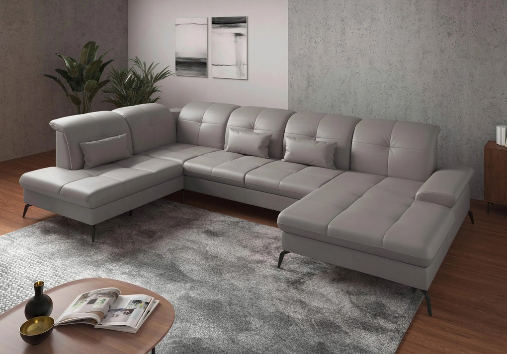 XXXLutz SEDACÍ SOUPRAVA, kůže, světle šedá Sit & More - Sedací soupravy - 00014401214Y