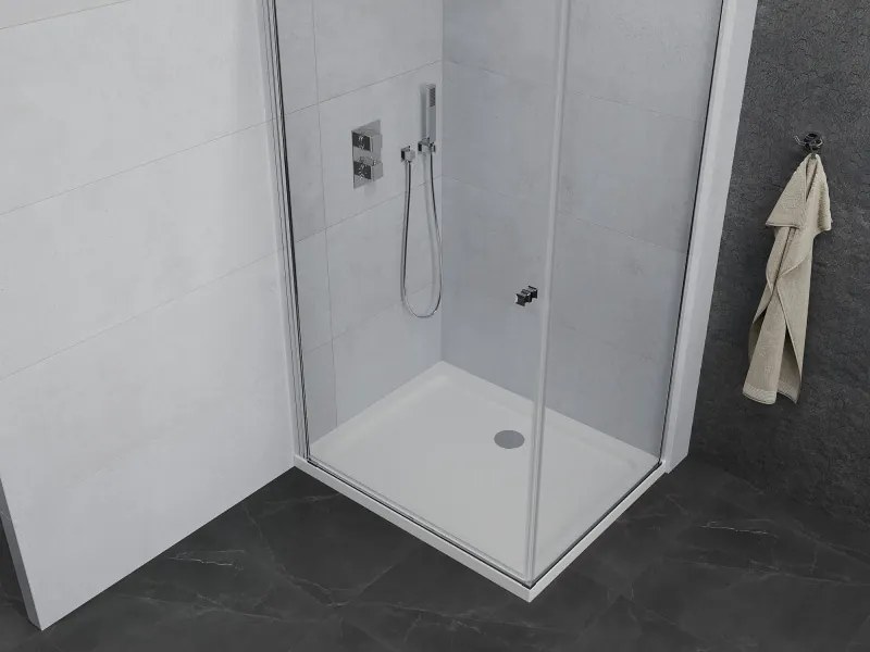 Mexen Pretoria sprchový kout 100 x 70 cm, průhledný, chrom + plochá sprchová vanička-852-100-070-01-00-4010
