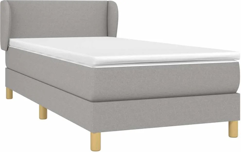 Box spring postel s matrací světle šedý 100 x 200 cm textil 3126621