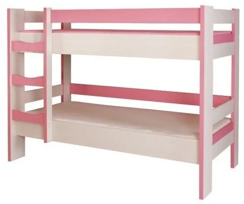 Dětská patrová postel pro holky CR123, růžová-bílá BRADOP