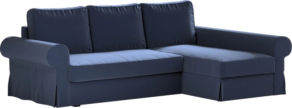 Potah na pohovku IKEA Backabro rozkládací se šezlongem barva tmavě modrá látka sametová