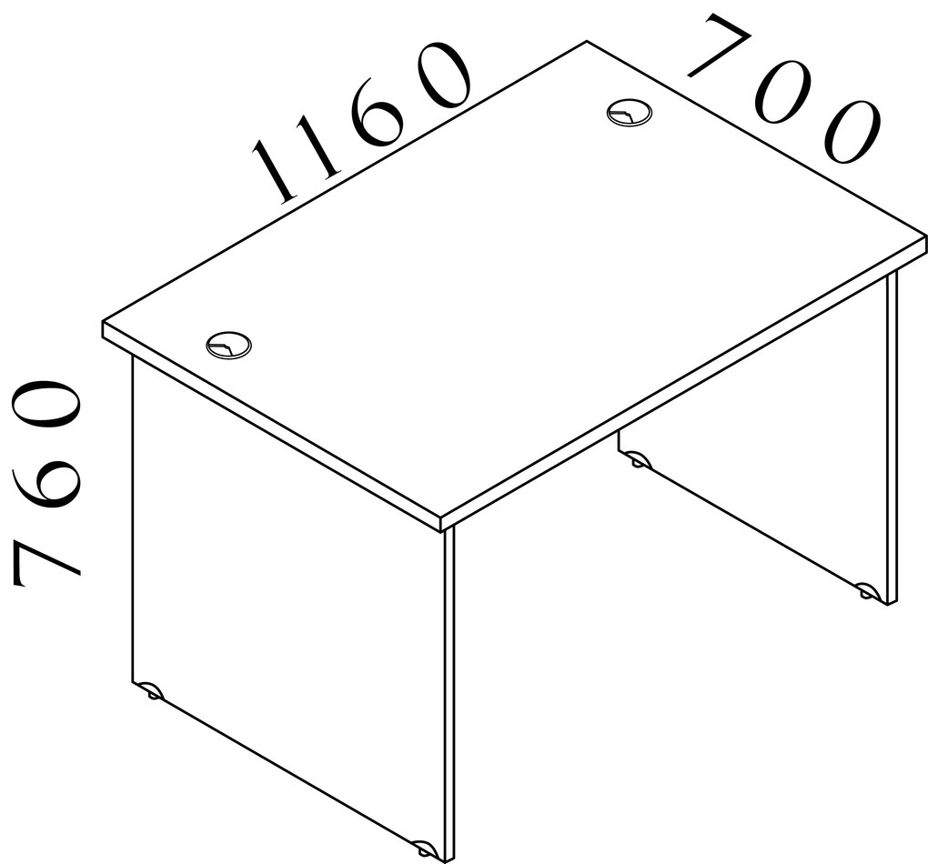 NABYTEK-DESIGNOVY.CZ - BKA12 12 - Kancelářský stůl Komfort, dřevěná podnož, 120x70x76 cm, javor