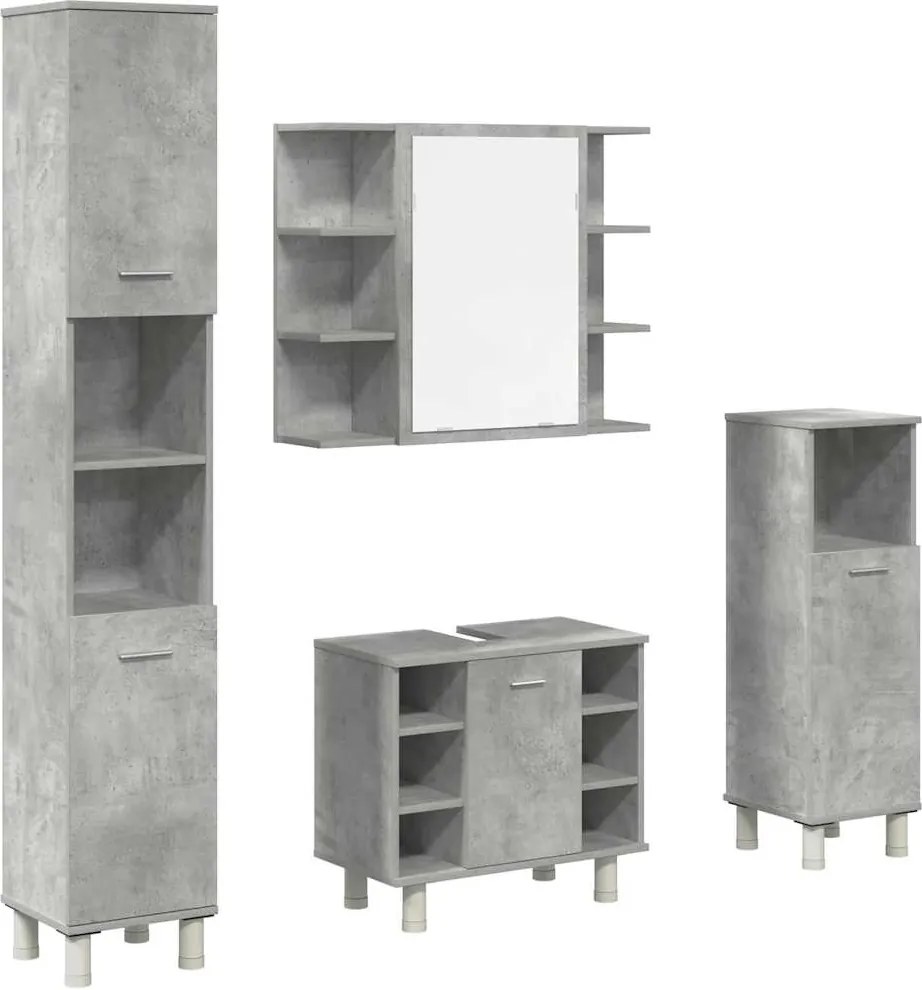 4dílný set koupelnového nábytku betonově šedý kompozitní dřevo 3324850