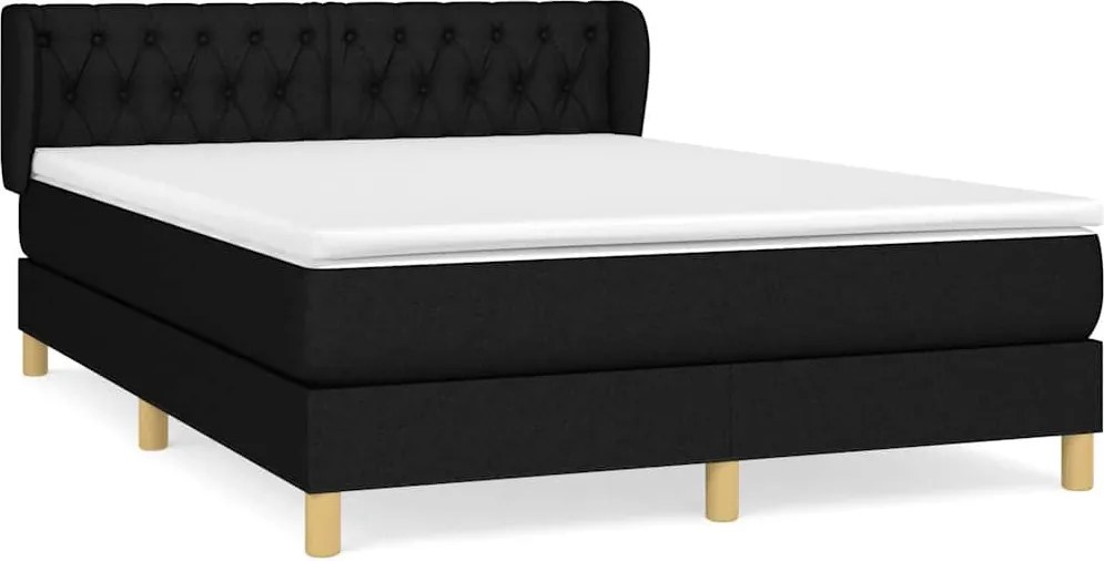 Box spring postel s matrací černá 140x200 cm textil 3127047