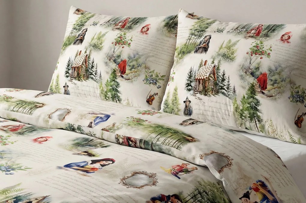 Bavlněné prodloužené povlečení Pohádkové vyprávění Velikost: 140 x 220 + 70 x 90