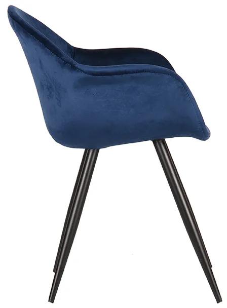Modrá sametová jídelní židle Slifro