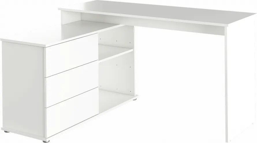 Univerzální rohový PC stůl, bílá, TERINO