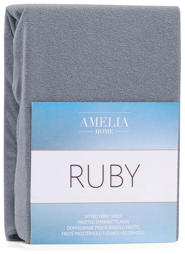 Froté prostěradlo s gumou AmeliaHome Ruby tmavě šedé