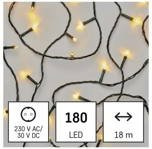 Vánoční osvětlení EMOS D4AW04 ZY1704T 180LED řetěz 18m teplá bílá s časovačem