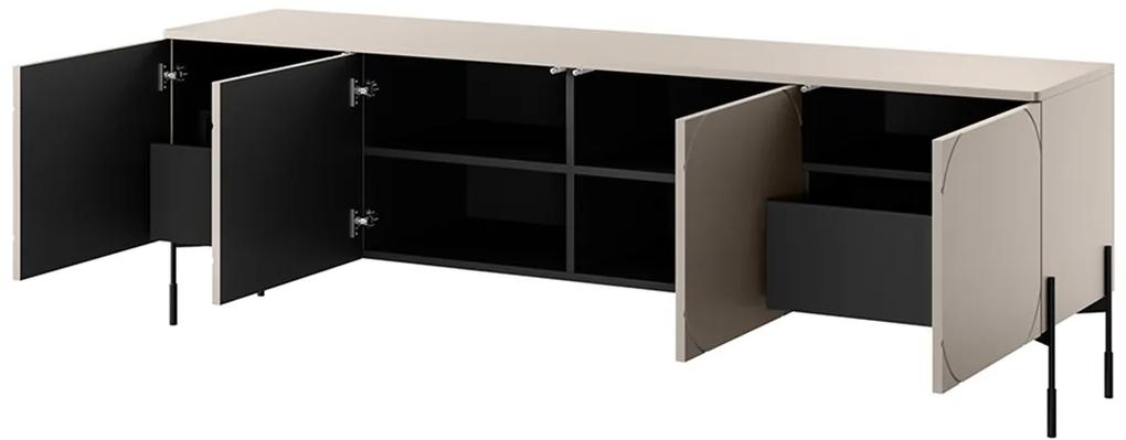 TV stolek Sonatia 200 cm se dvěmi ukrytými zásuvkami - kašmírová