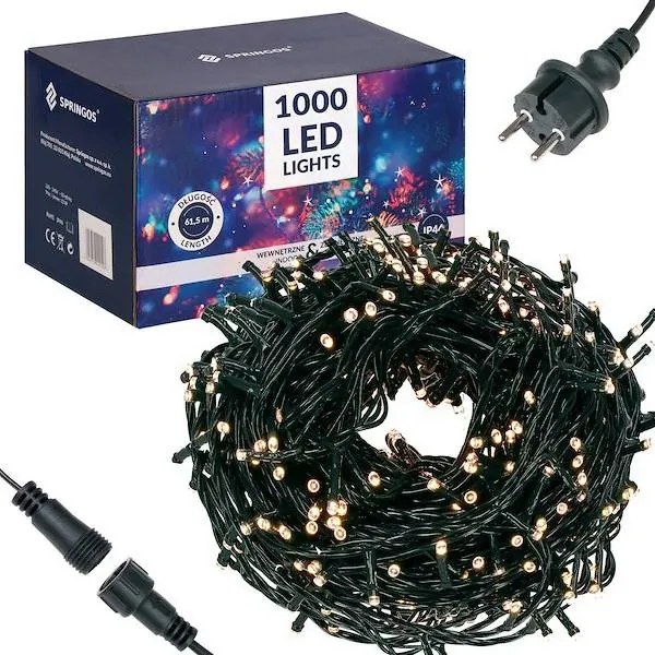 LED světelný řetěz - 81,5m, 1000LED, IP44, teplá bílá