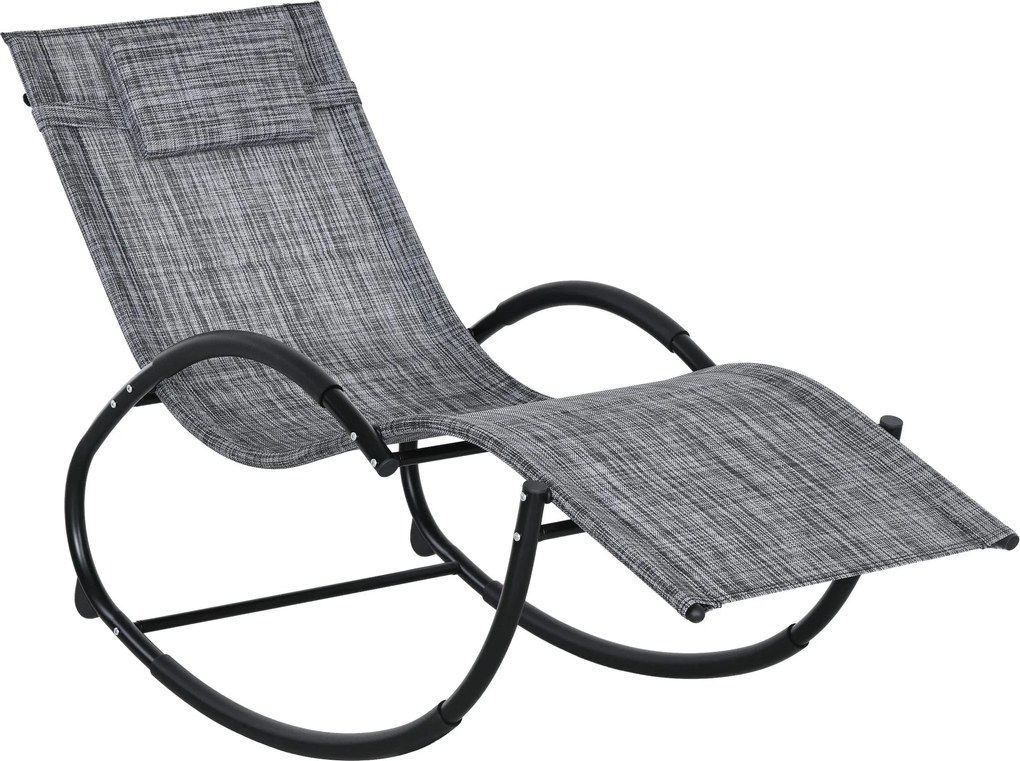 Outsunny Houpací Křeslo, Ergonomický Sluneční Ležící Křeslo do Zahrady, s Opěrkou Hlava, Houpací Křeslo, Textilene, pro Vnitřní a Venkovní Použití, Še