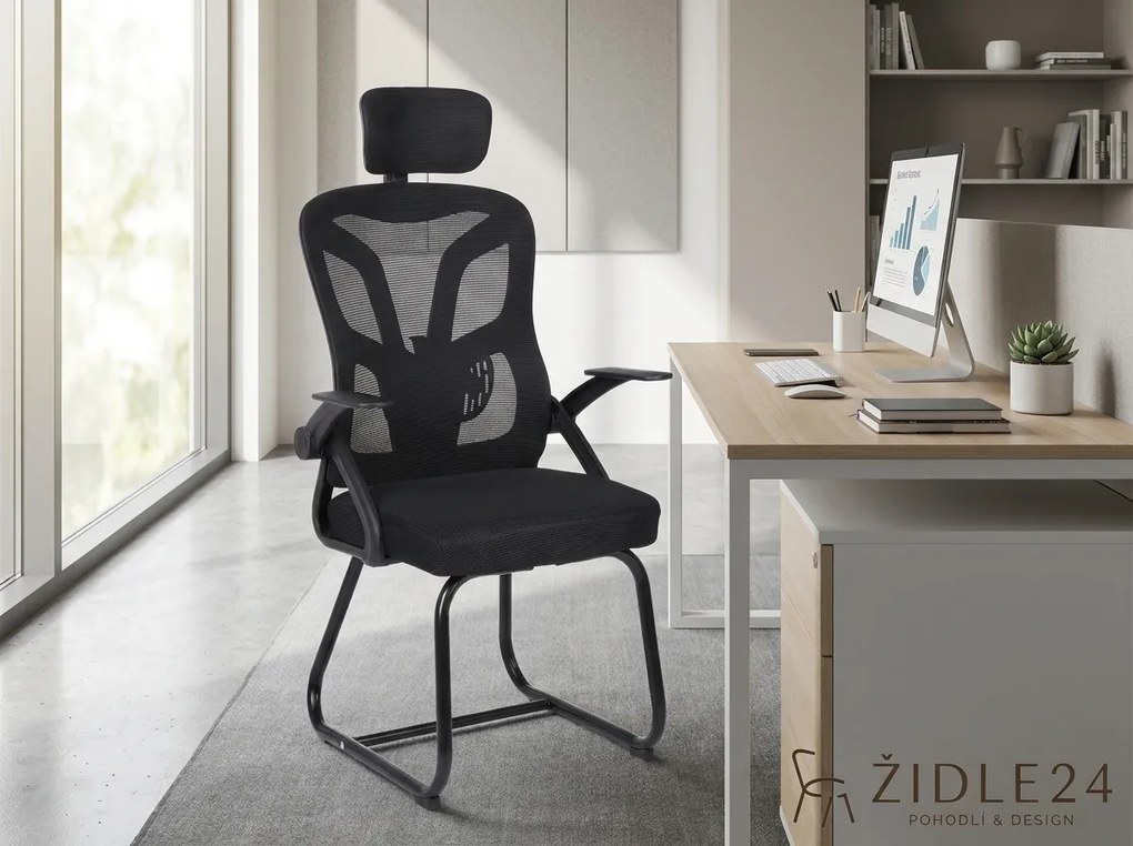 Ergonomická kancelářská židle STEEL - černá síťovina