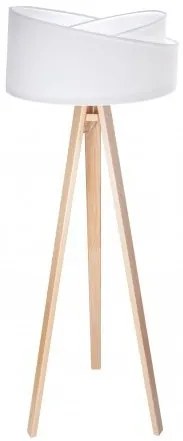 Timberlight Stojací lampa Awena bílá + bílý vnitřek + dřevěné nohy