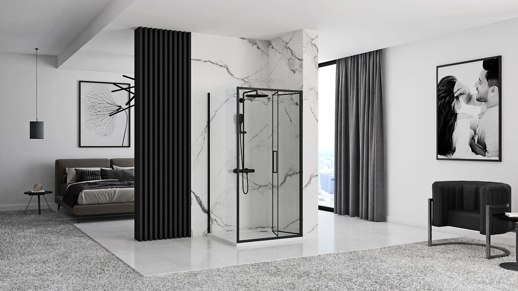 Rea Rapid Fold, sprchový kout se skládacími dveřmi 100x80cm, čiré sklo, černý profil, KPL-09904