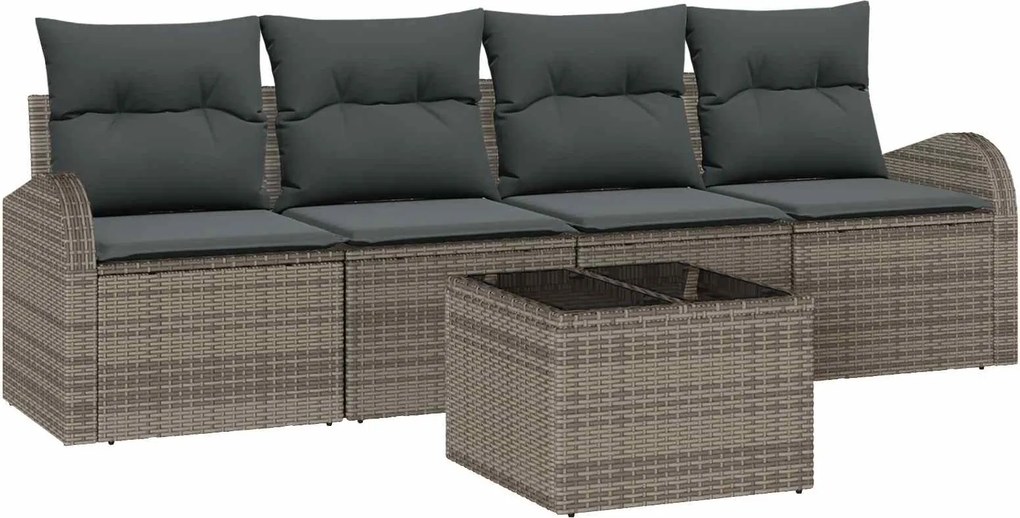 Sada zahradních pohovek 5 pcs 4-Seater Šedá polyratan 3354578
