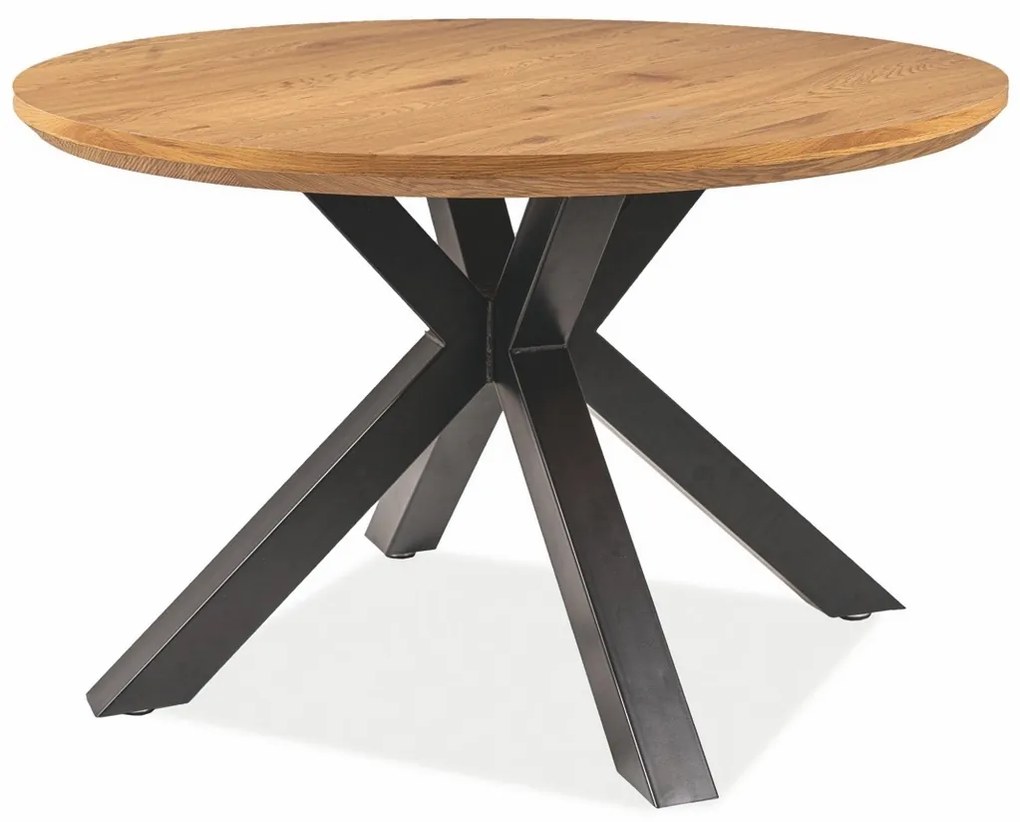 Jídelní stůl RITMO průměr 120 cm, dýha dub, kov černý mat