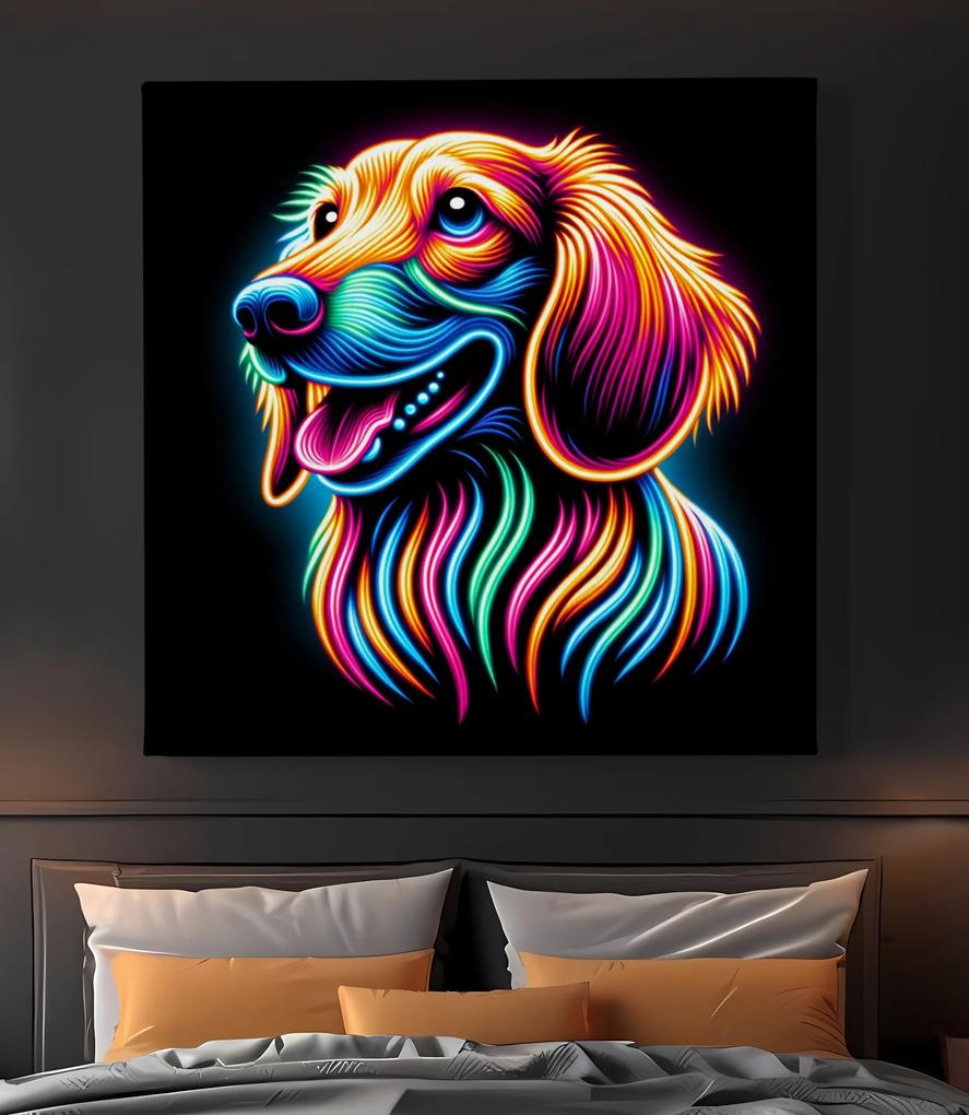 Obraz na plátně - Pes, barevný jezevčík FeelHappy.cz Velikost obrazu: 120 x 120 cm