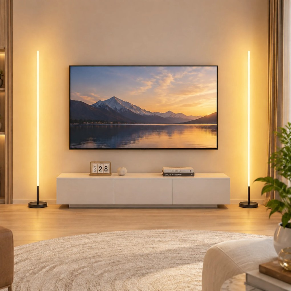HOMCOM Rohové LED stojací lampy, sada 2 ks, 150 cm, černé