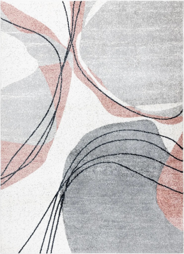 Dywany Łuszczów, Kusový koberec Fusion 5868 white/dark pink, 160x220, růžová, kancelář