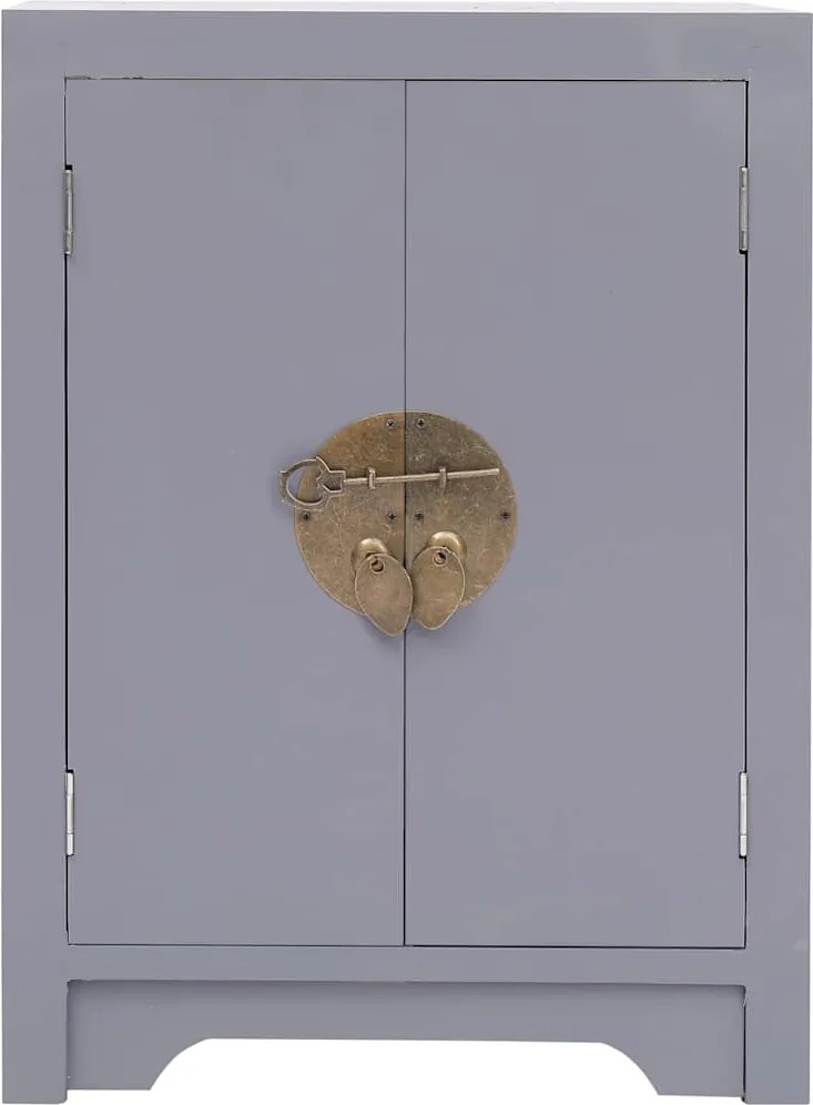 Noční stolek šedý 38 x 28 x 52 cm dřevo pavlovnie 284072