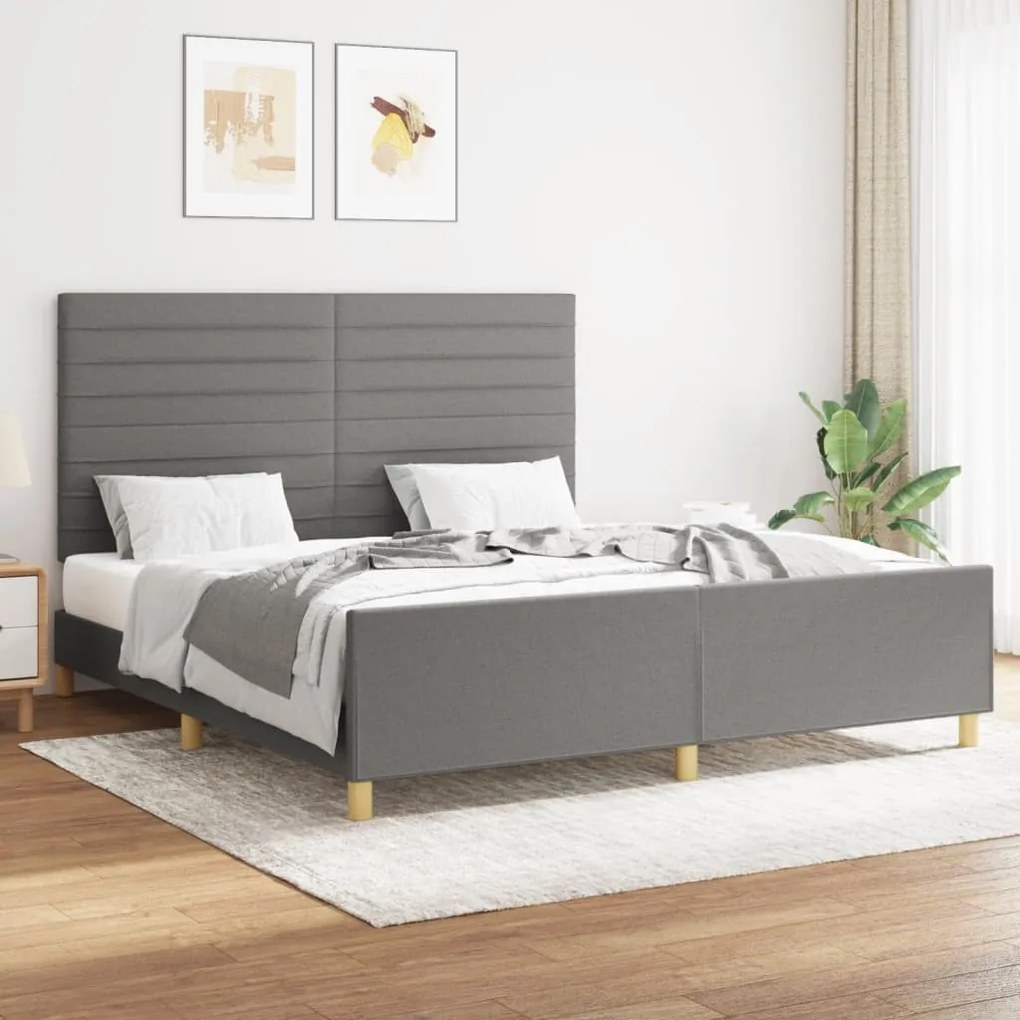 Rám postele bez matrace tmavě šedý 160 x 200 cm textil 3125147