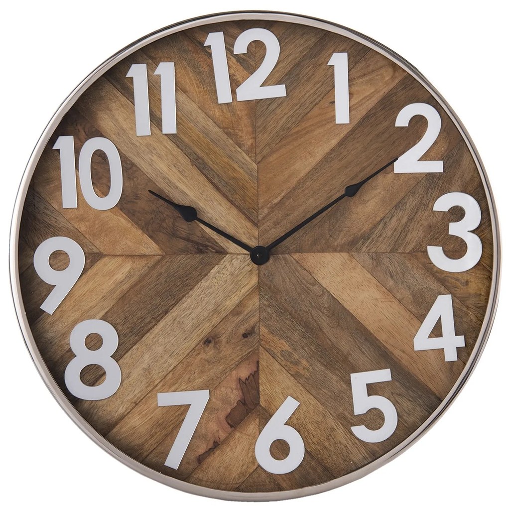 Dřevěné hodiny v kovovém rámu Mrionn - Ø 50*6 cm / 1*AA