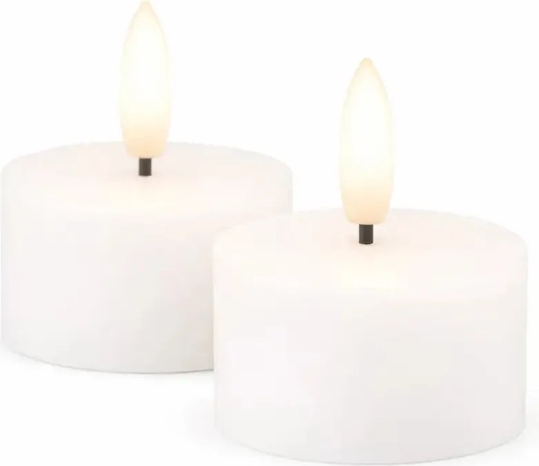 Sada LED čajové svíčky na baterie Sille Tealight, Ø 4,5 × 2,2 cm, bílé, z pravého vosku, balení 2 ks