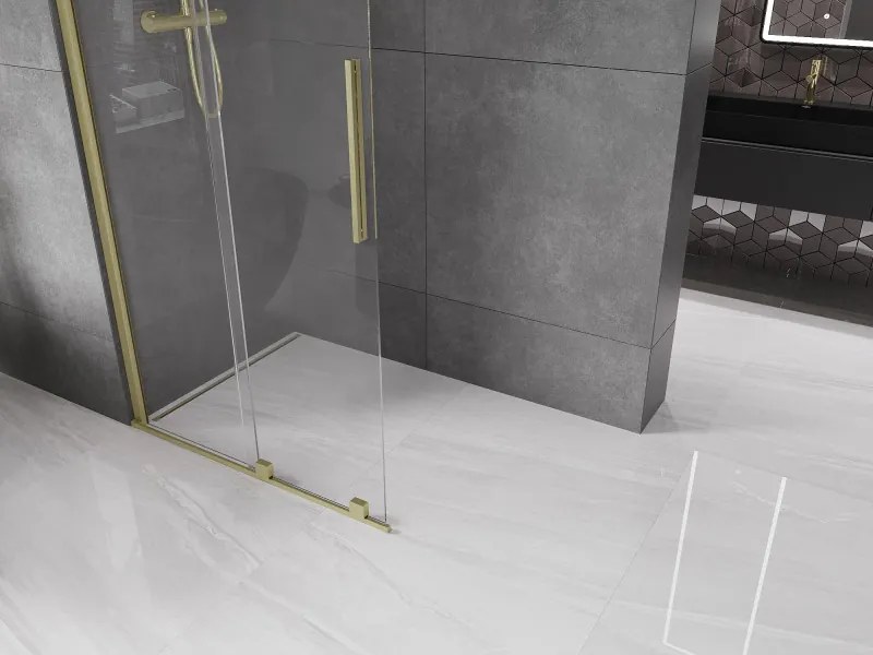 Mexen Velar, posuvné dveře do otvoru typ Walk-In 100 cm, 8mm čiré sklo, zlatá matná, 871-100-000-03-55