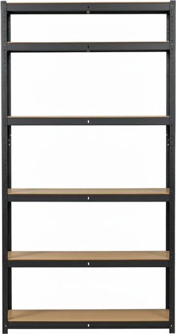 Regál 220x100x60 cm lakovaný 6-policový, nosnost 1050 kg - černý
