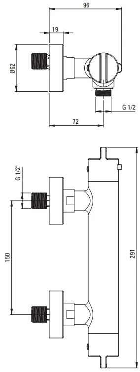 Deante Deante, termostatická sprchová baterie se spodním připojením, ocelová, DEA-BCH_F4BT