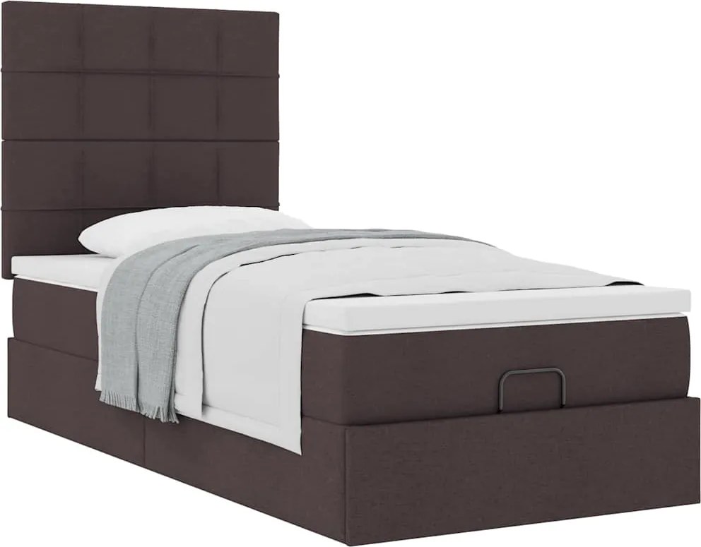 Osmanský rám postele s matrací tmavě šedá 90x190cm textil 3313122