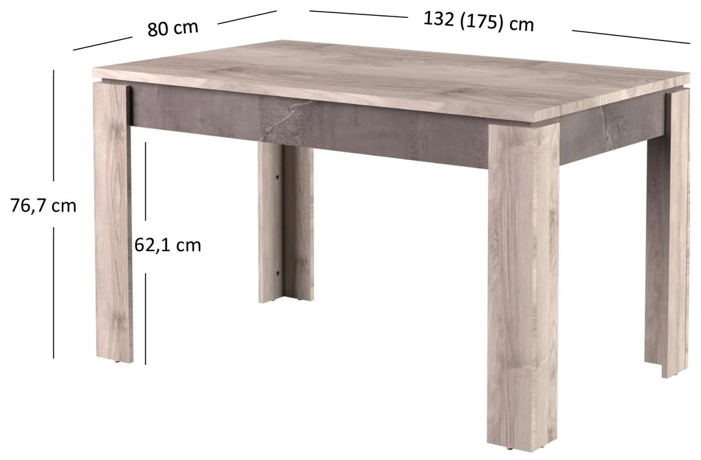 Rozkládací jídelní stůl Jolene (kaštan nairobi + onyxová) (pro 4 až 6 osob). 1052989