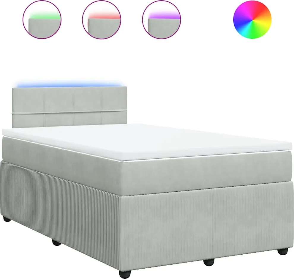Box spring postel s matrací světle šedá 120x190 cm samet 3289986