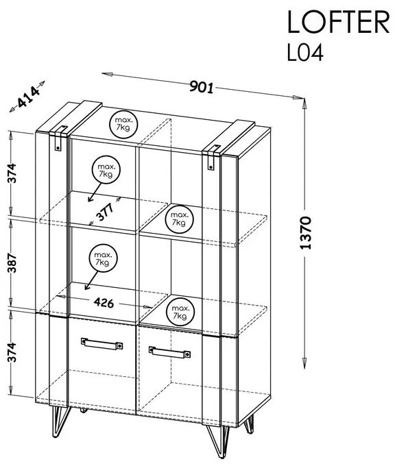 Regál LOFTER 04 Dolmar 90,1/137/41,3