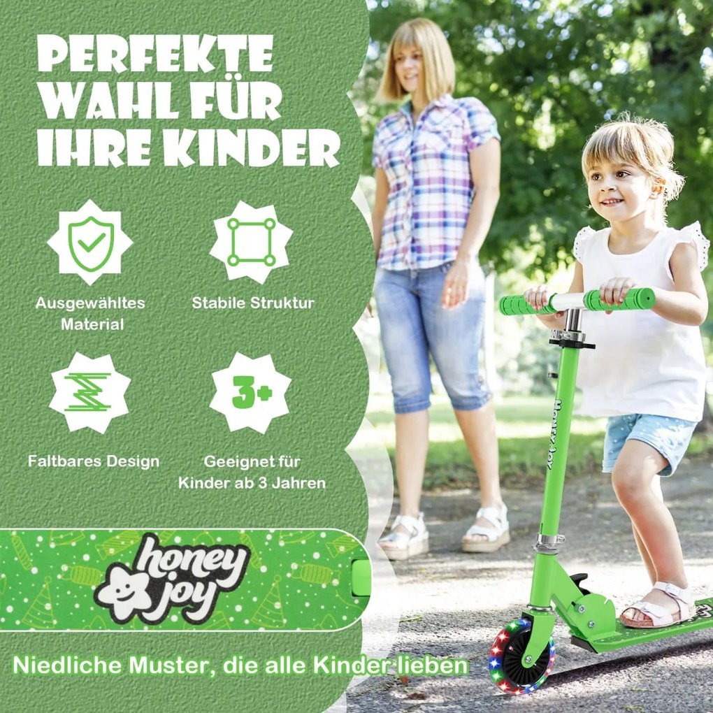 Costway Dětská koloběžka s LED kolečky a sklopnými řídítky, výškově