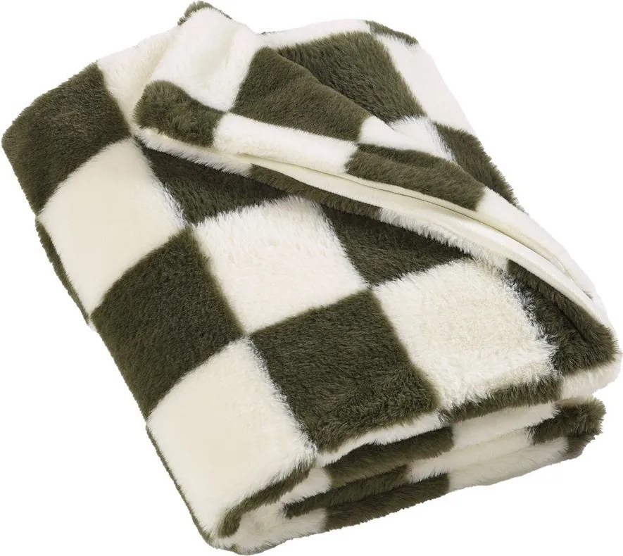 Bílá/zelená deka 130x170 cm Cosy Soft Checkerboard – Catherine Lansfield