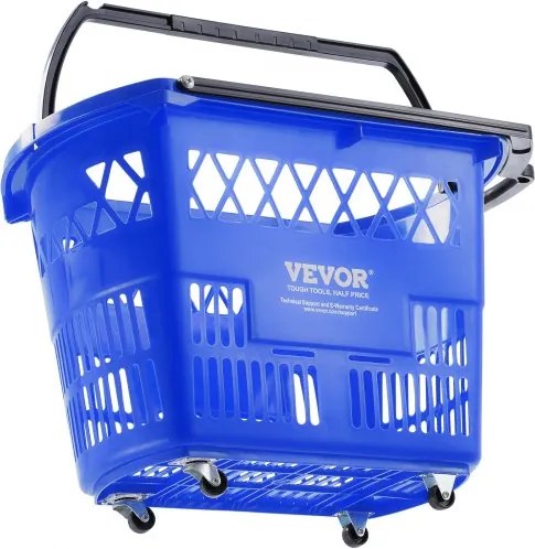 Plastový košík nákupního vozíku na kolečkách 6KS 39 L s rukojetí
