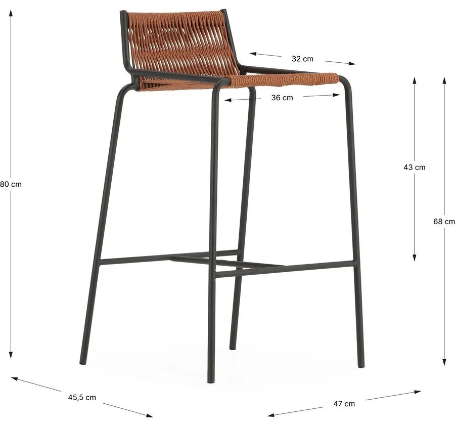 Kovová barová židle v terakotové barvě (výška sedáku 65 cm) Emily – Marckeric