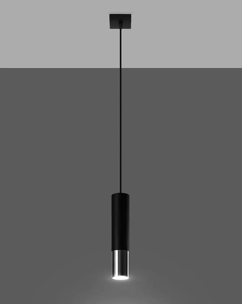 Závěsné svítidlo Loopez, 1x černé kovové stínítko, ch