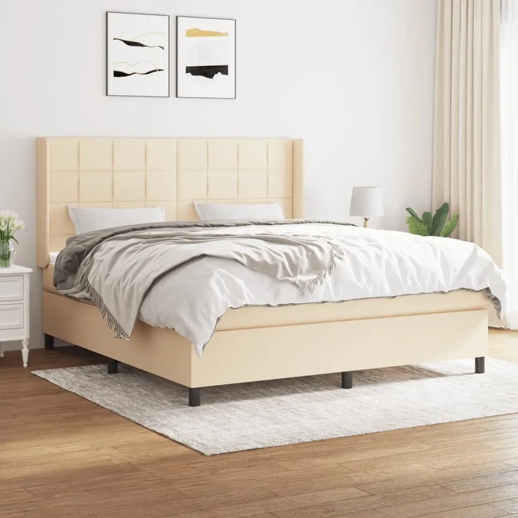 Box spring postel s matrací krémová 180x200 cm textil 3131454