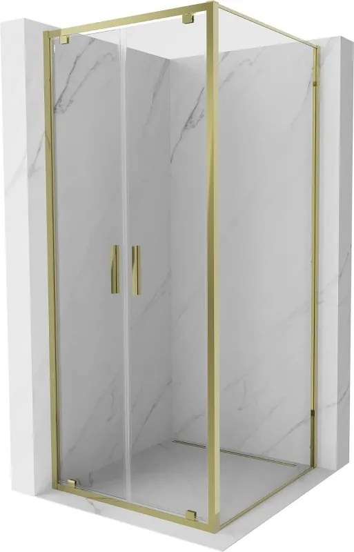 Mexen Exo, výklopná sprchová kabina, dveře 110 cm + boční stěna 110 cm, transparentní sklo, zlatá, 8182-110-110-50-00